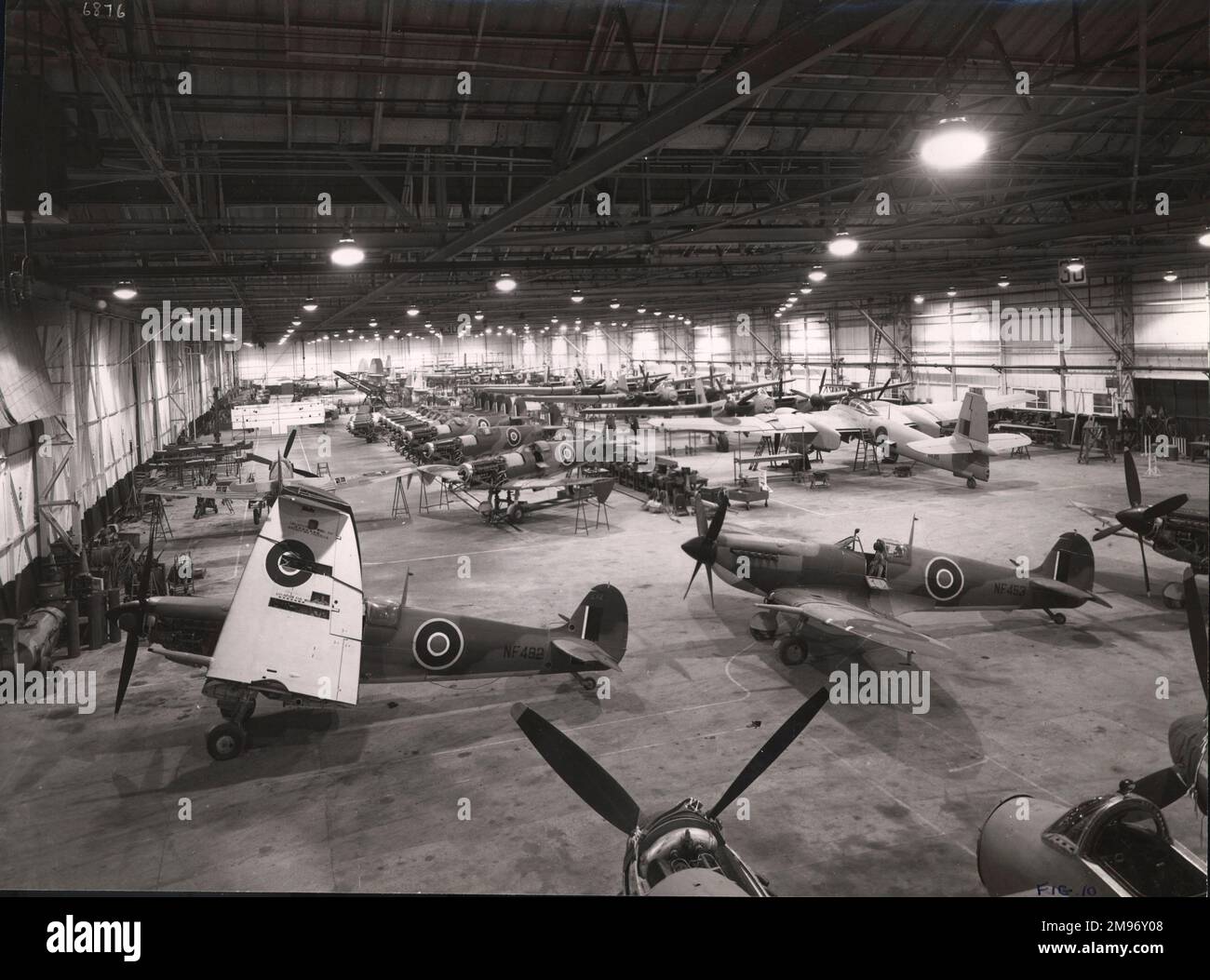 Supermarine Seafire IIIs in production at Westland Aircraft alongside a ...