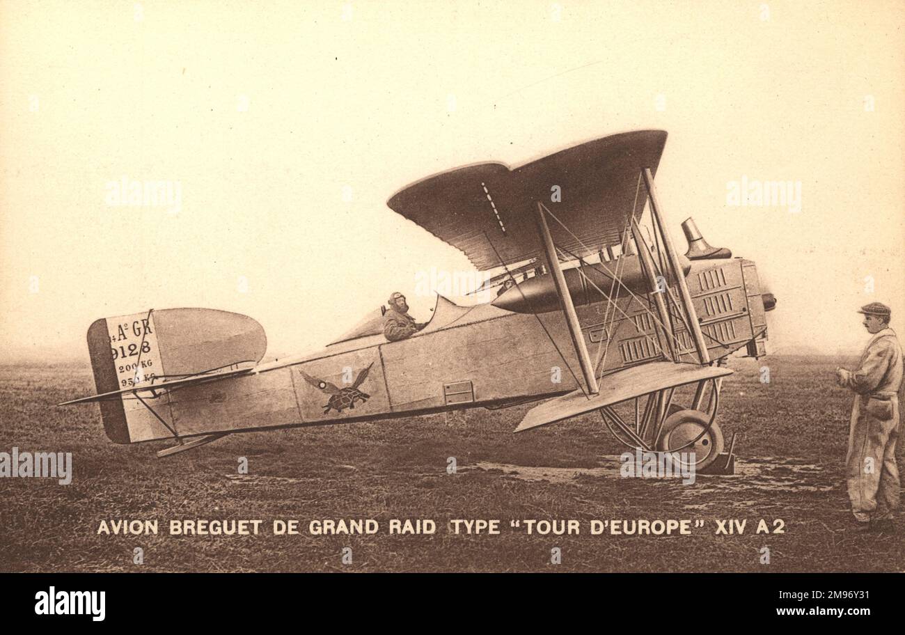 Breguet 14A2 bomber of 1919 converted for the long-distance Tour of ...