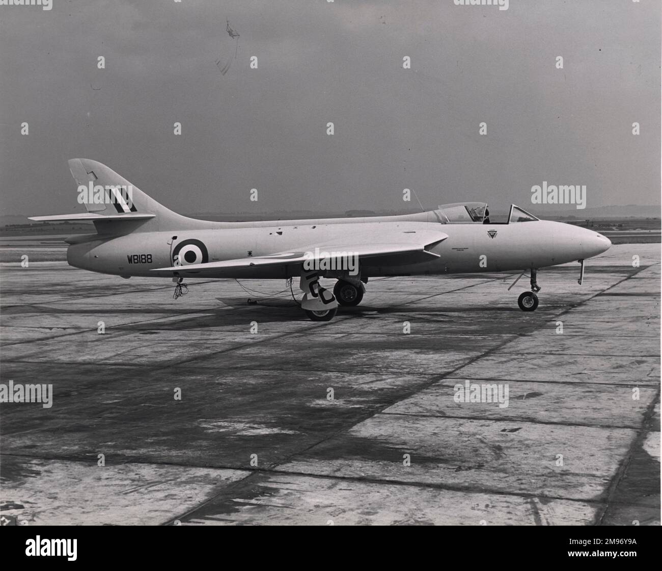 Hawker P1067 Hunter first prototype, WB188, on the ground Stock Photo ...