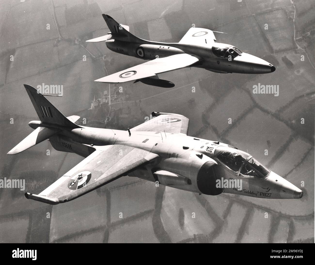 Hawker Hunter T7, XL564, (rear) in formation with the first Hawker ...