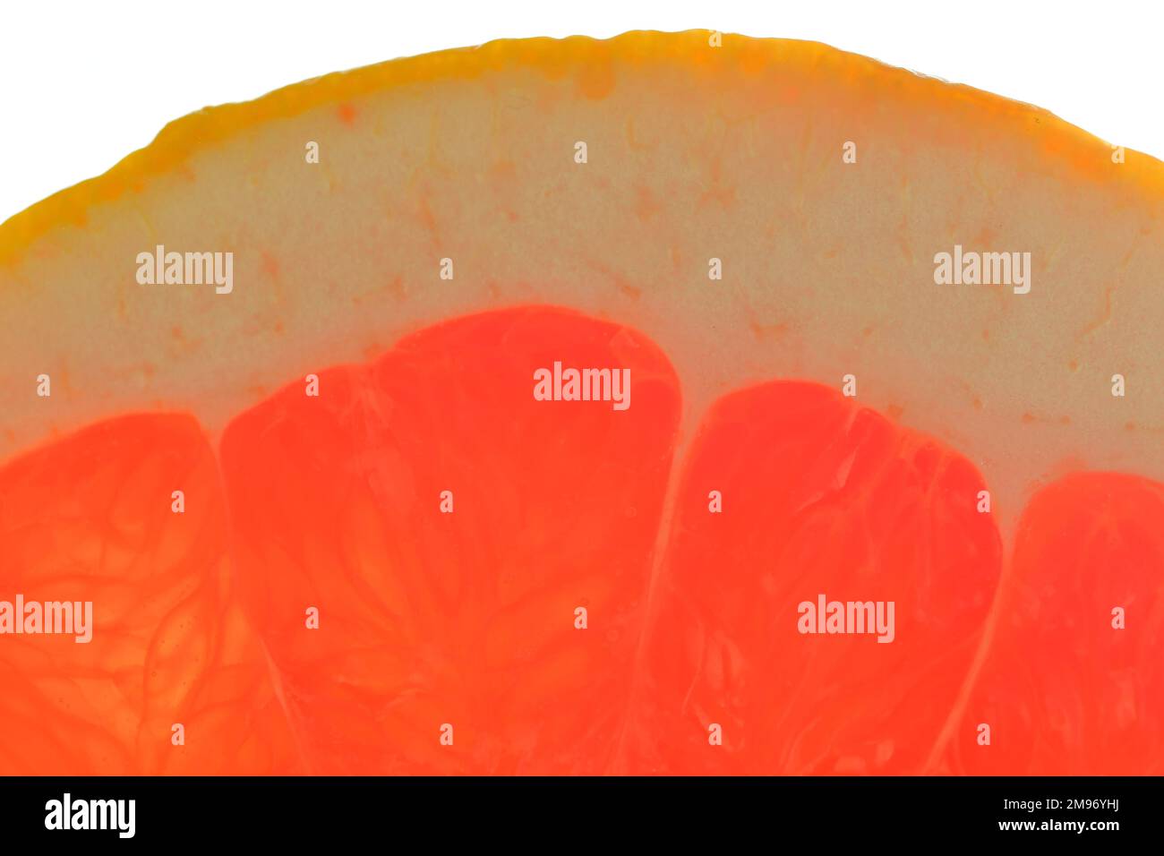 Close-up of red juicy grapefruit on white background. Grapefruit slice ...