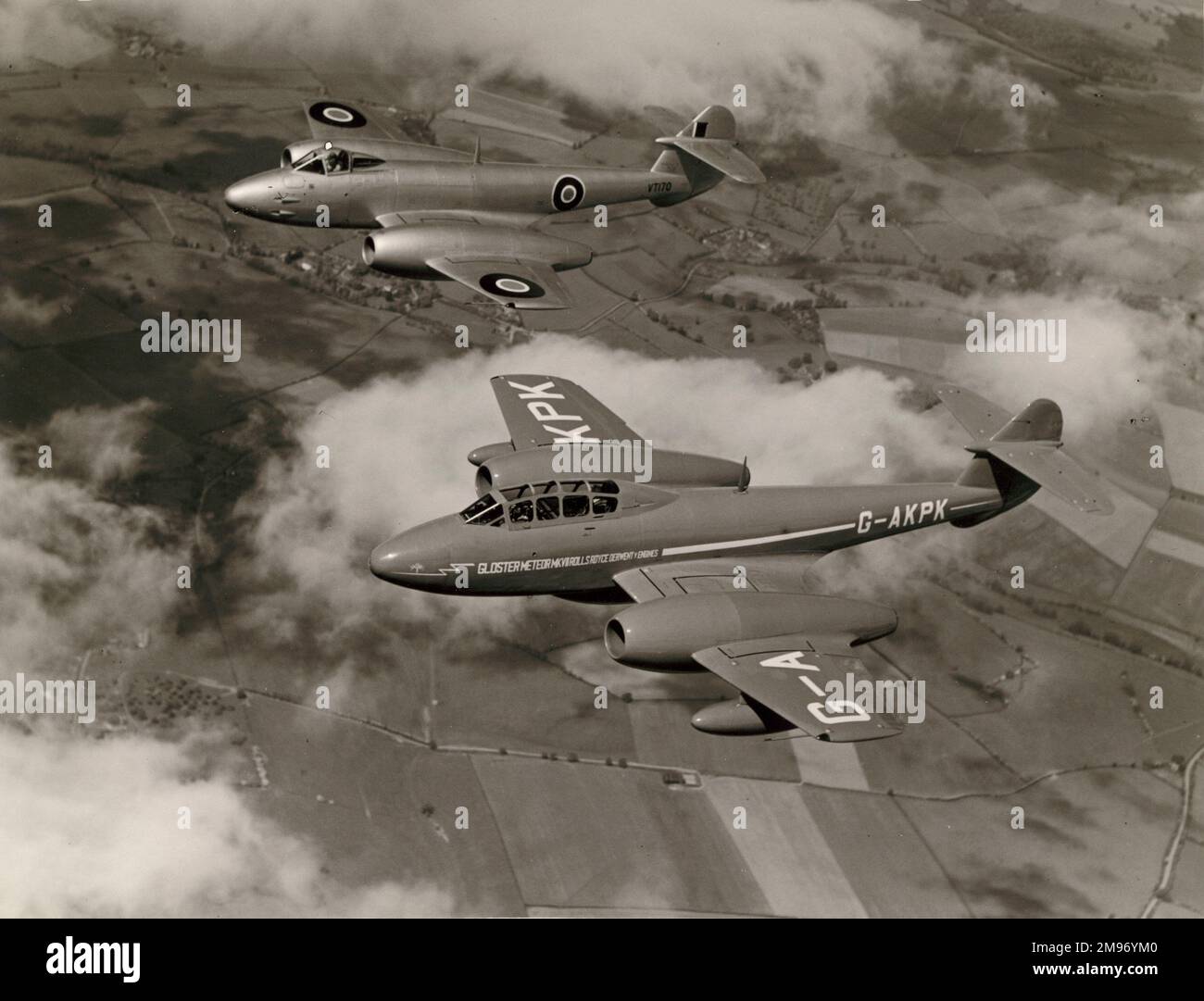 The carmine painted private venture Gloster Meteor T7 demonstrator, G ...