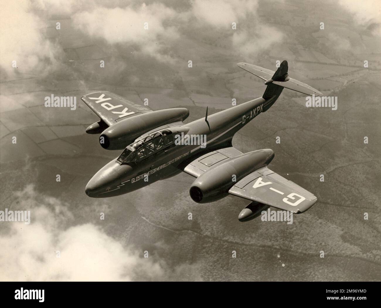 The carmine painted private venture Gloster Meteor T7 demonstrator, G ...