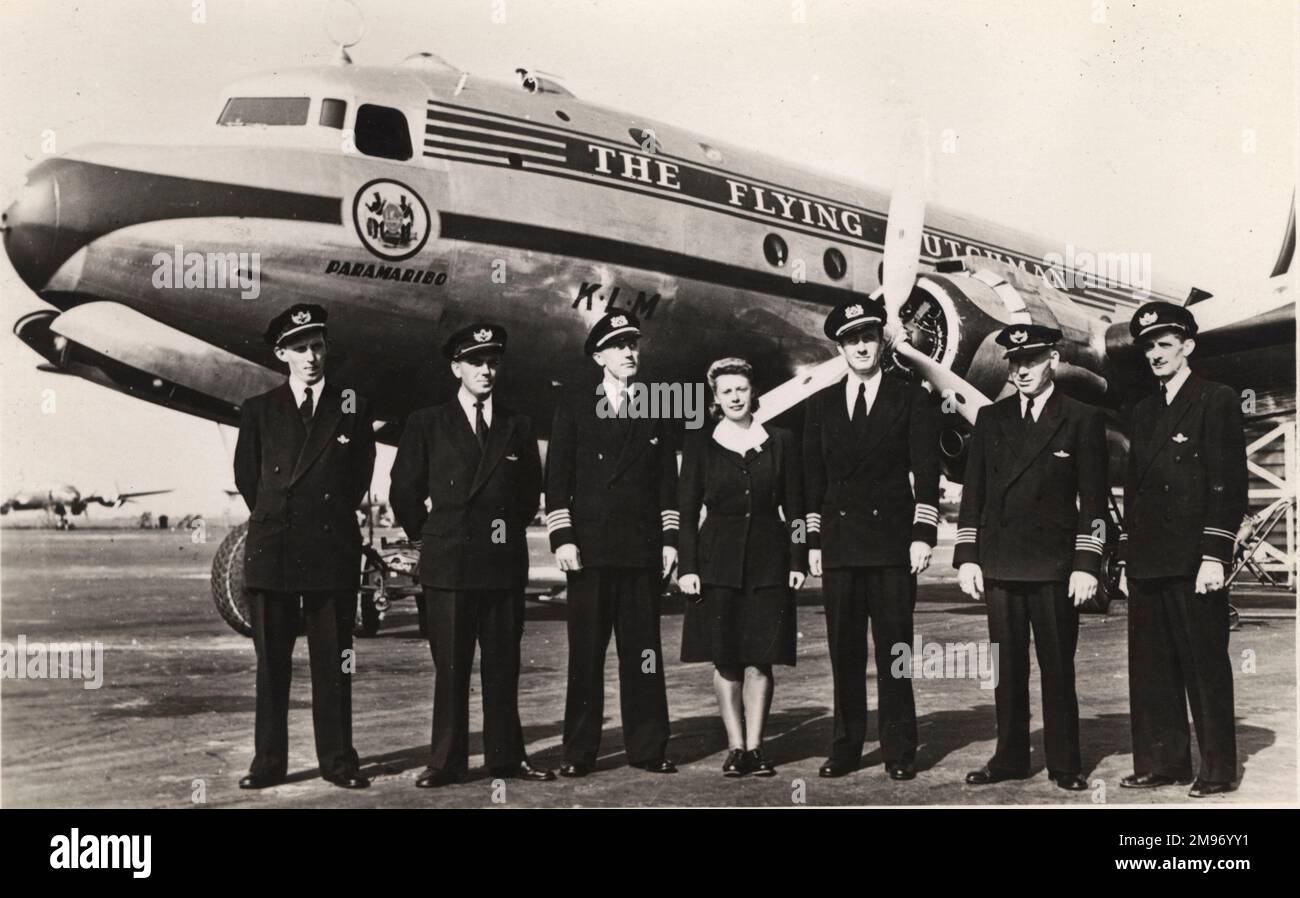 A Douglas DC-4 of KLM and its crew Stock Photo - Alamy