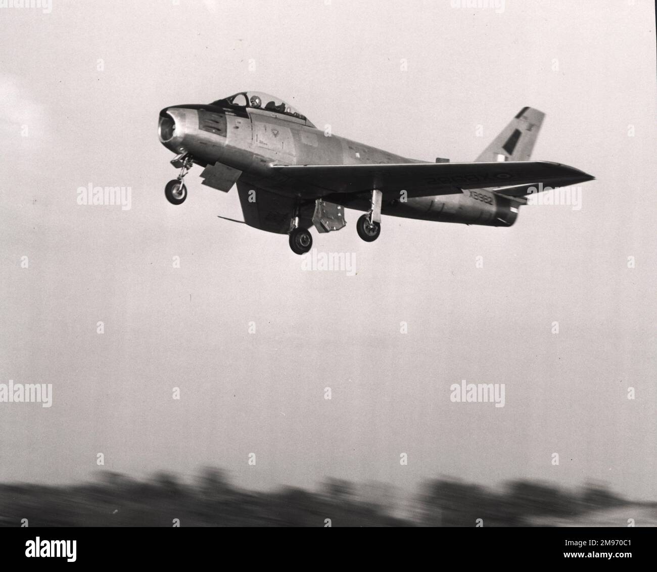 North American Sabre F4, XB982, of the RAF which was used as a testbed ...