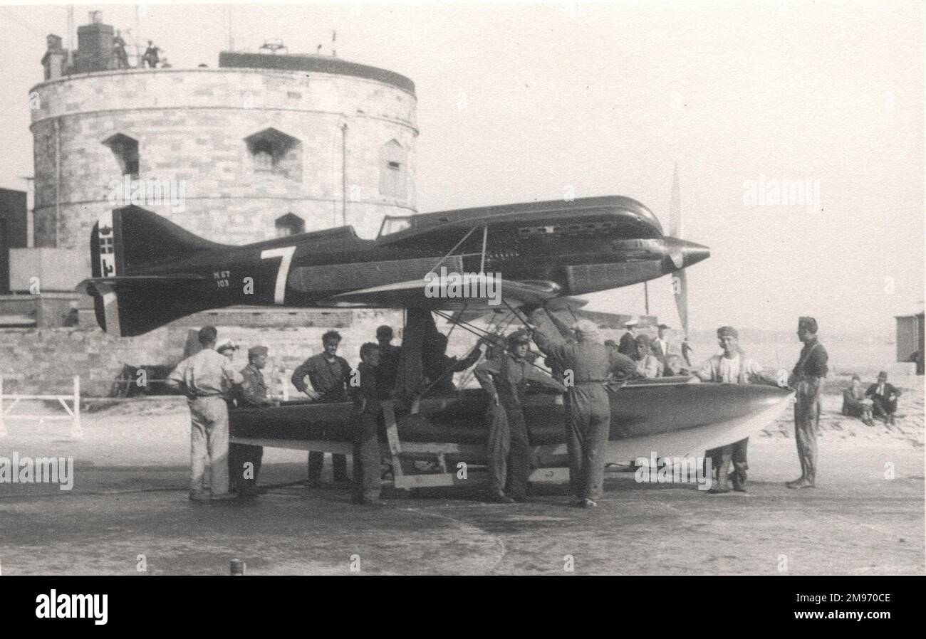 Macchi M67 Schneider Trophy racing seaplane at Calshot in September ...