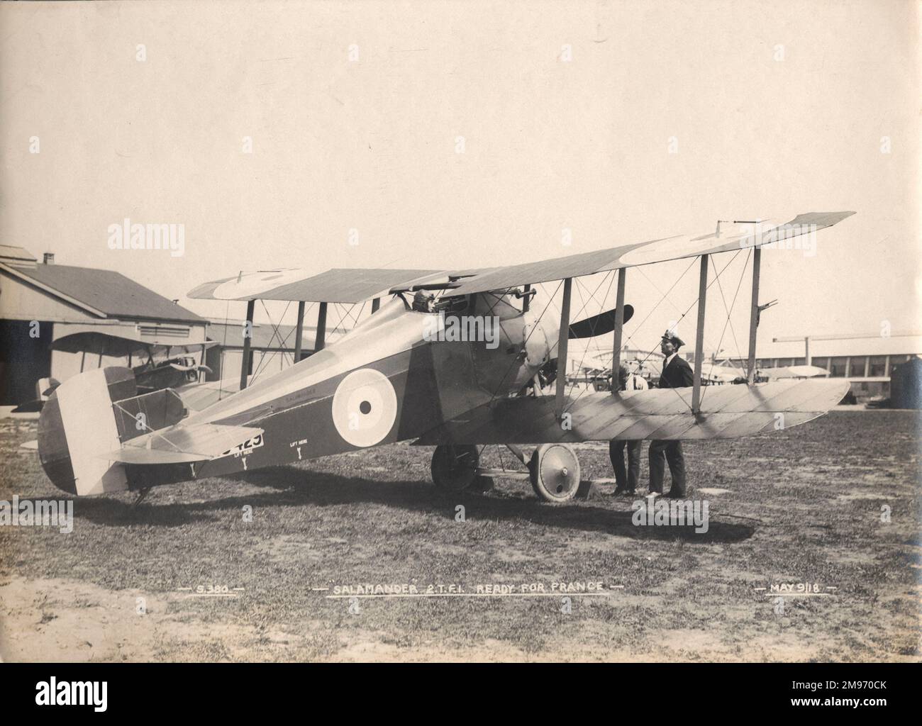 On 9 May 1918, at Brooklands, Capt H. Robin Rowell prepares to take off ...
