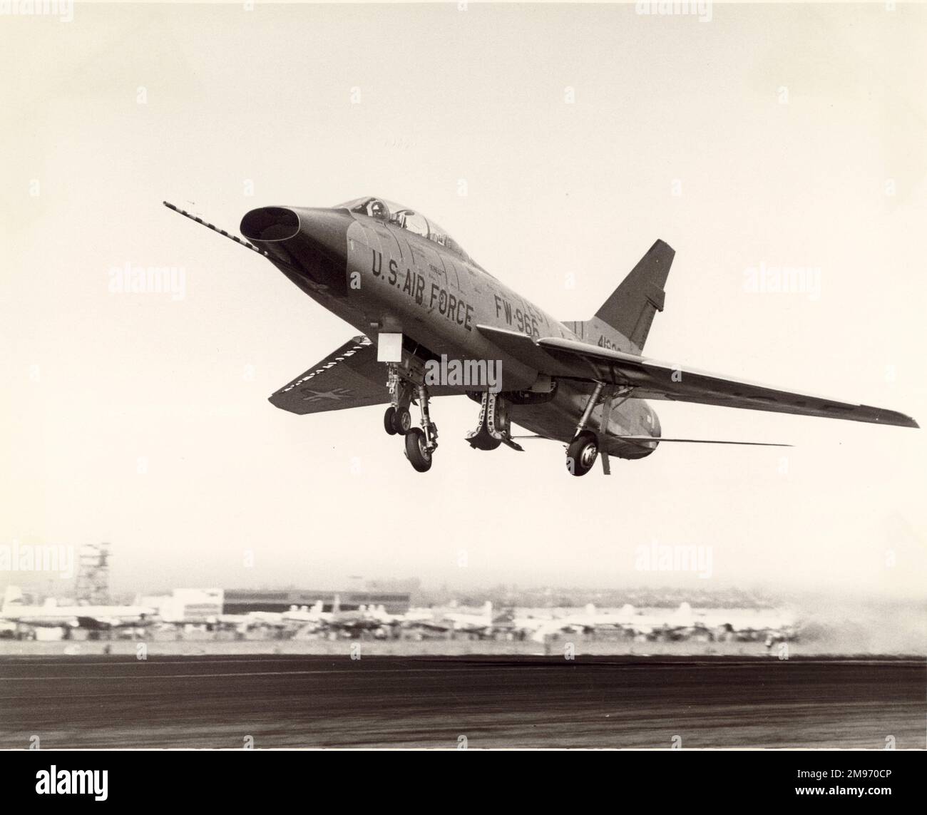The maiden flight of the first North American F-100F Super Sabre flown ...