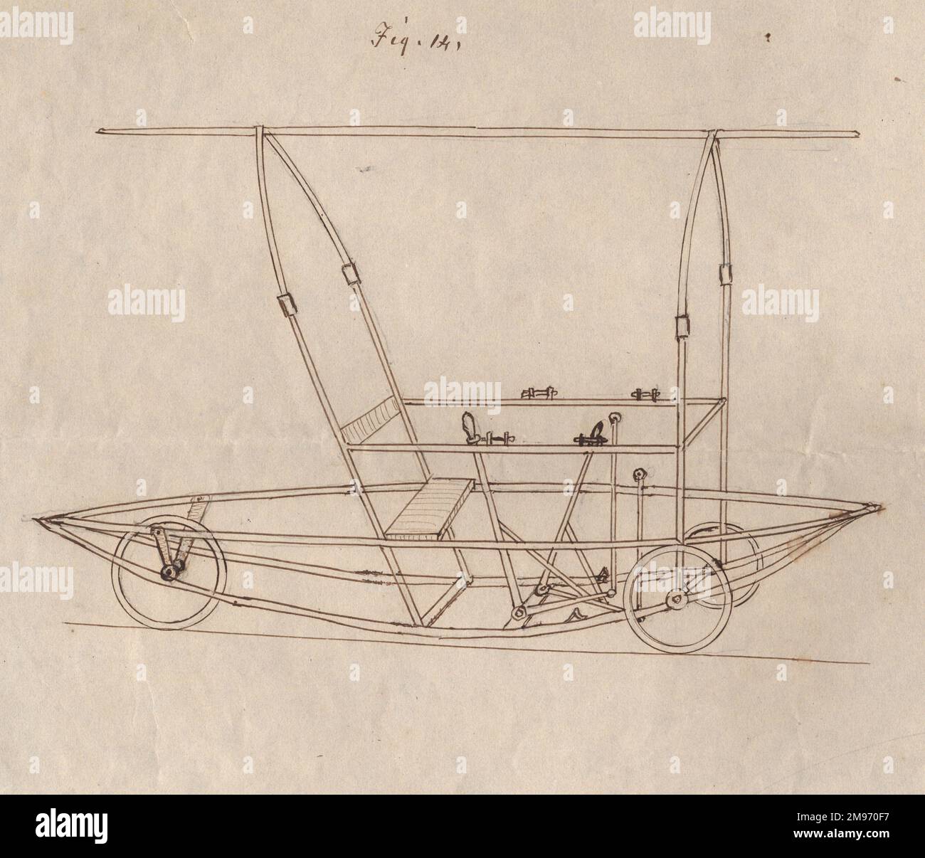 Sir George Cayley’s design for the boy carrier of 1849 showing the bell ...