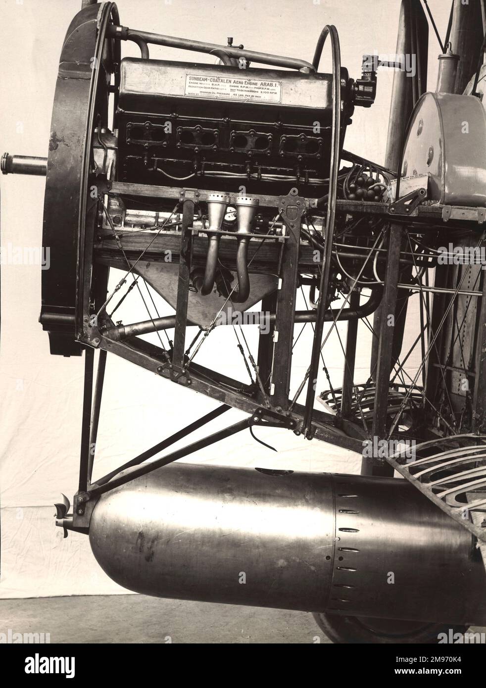 The Sunbeam-Coatalen Arab I engine installation on a Sopwith Cuckoo ...