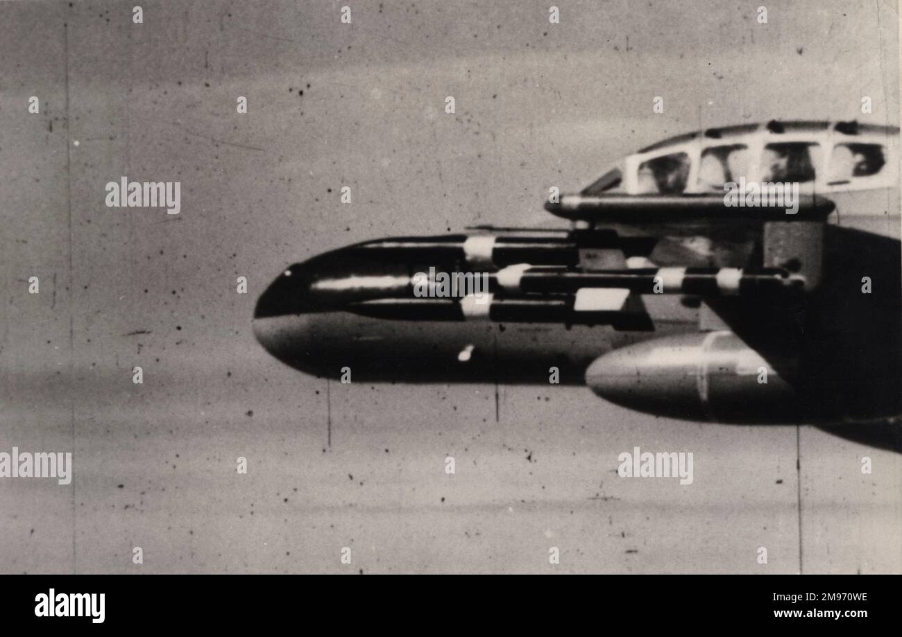 Fairey Fireflash air-to-air missile mounted on a Gloster Meteor NF11 ...