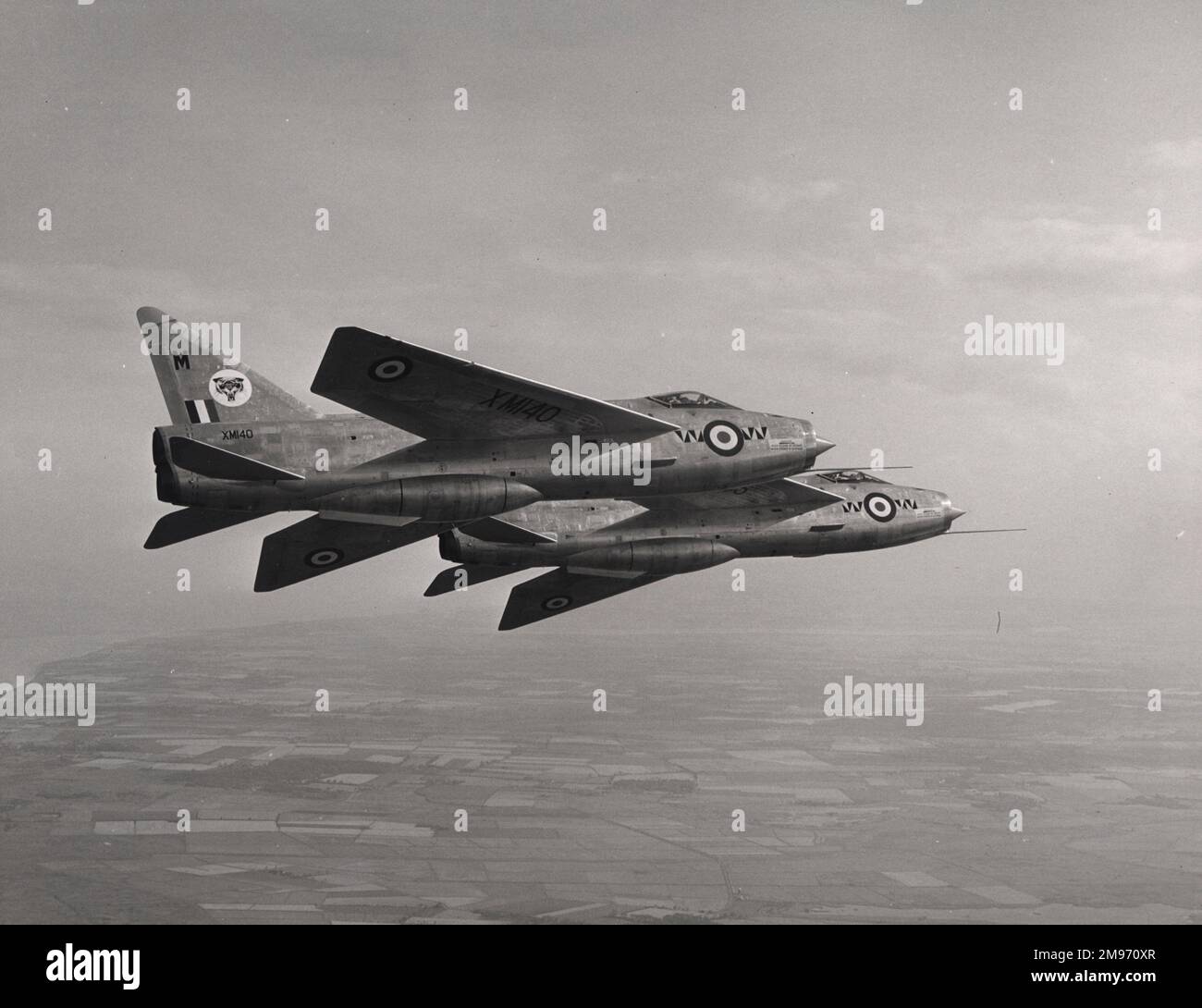 Two English Electric Lightning F1s, XM140 and XM165, of No 74 Squadron ...