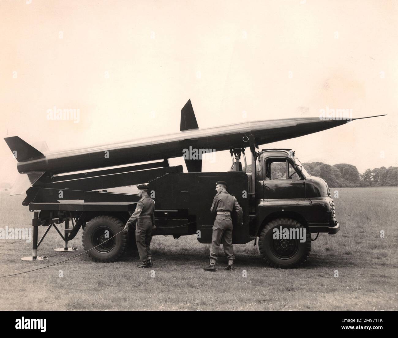 The English Electric Blue Water surface-to-surface missile is carried ...