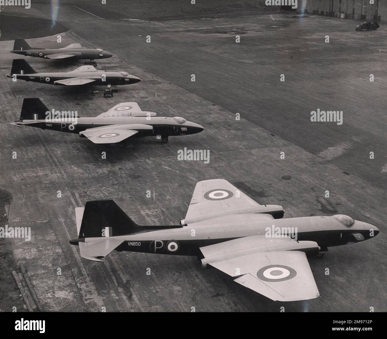 The four prototype B1 Canberras, VN850 nearest; then VN813 with Nene ...