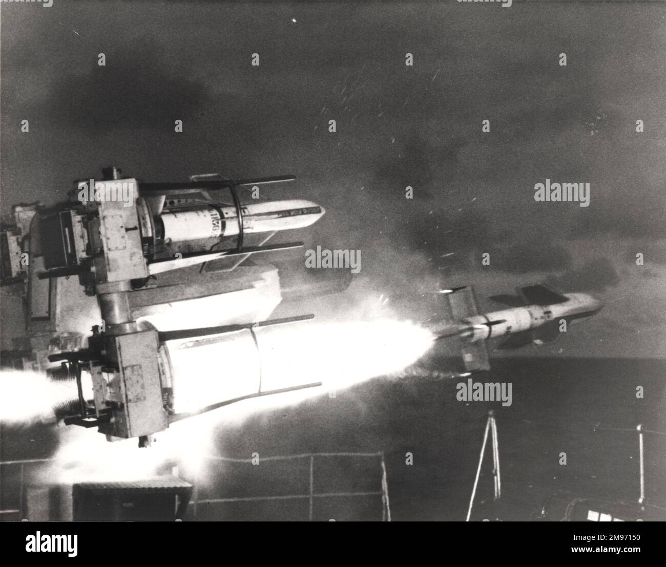 Short Seacat ship-to-air missile is launched Stock Photo - Alamy