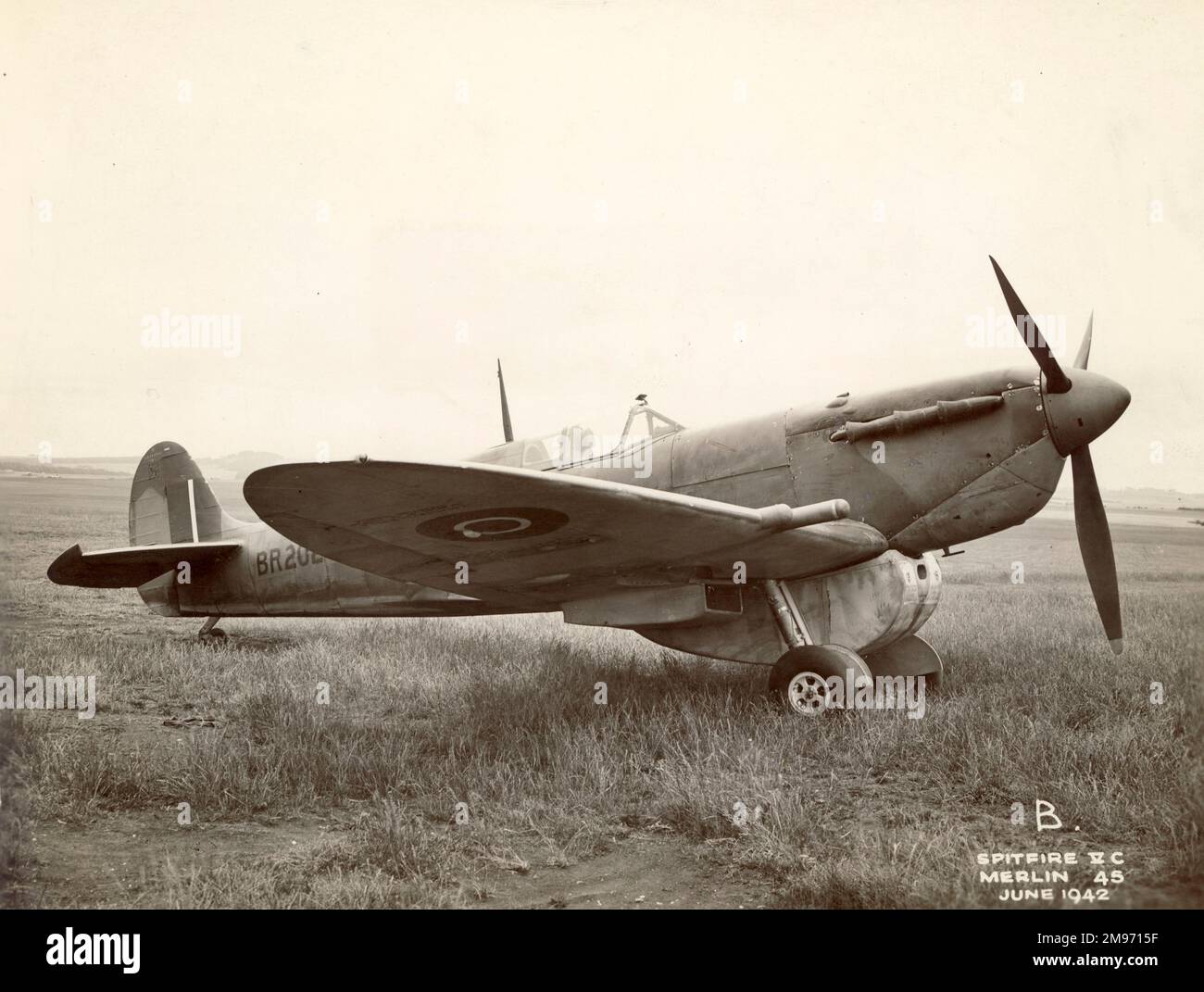 Supermarine Spitfire VC, BR202, fitted with a long range belly tank ...