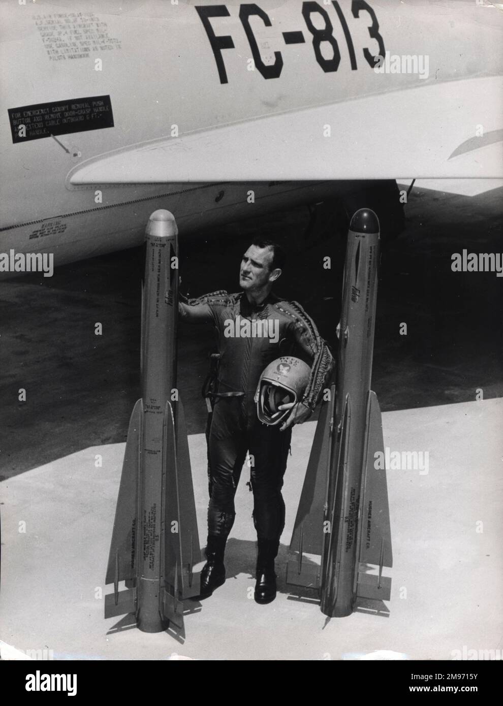 A Hughes GAR-1 and GAR-2A (left) Falcon air-to-air missiles with test ...