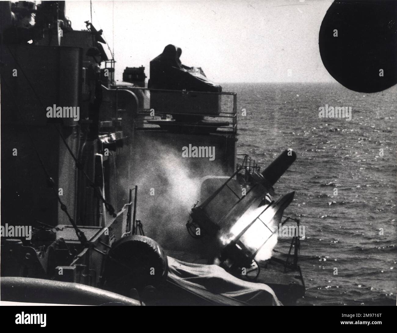 Short Seacat ship-to-air missile during trials aboard a Royal Navy ...
