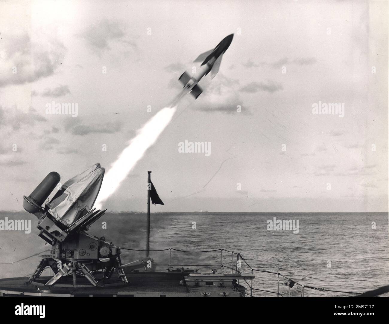 Short Seacat ship-to-air missile is launched from an Imperial Iranian ...