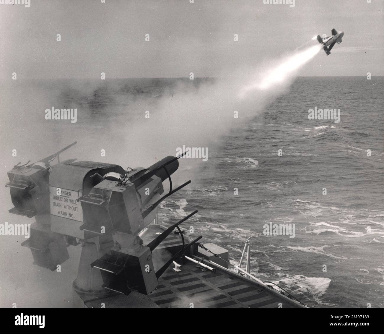 Short Seacat ship-to-air missile is launched from HMS Aisne Stock Photo ...