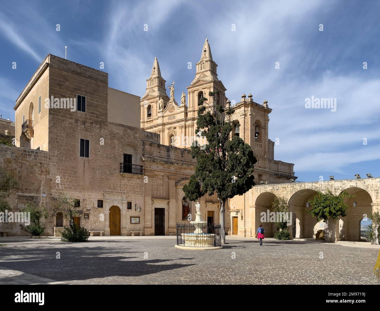 Pope John Paul II Square, Mellieha, Malta - January 17th 2023: The ...