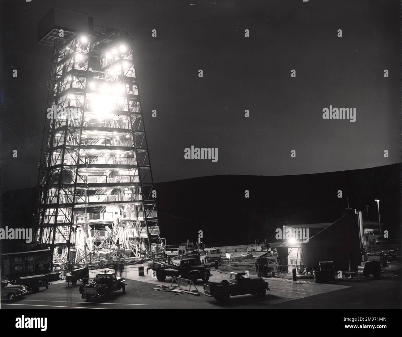 The Atlas missile test tower at the Sycamore Canyon test complex near ...