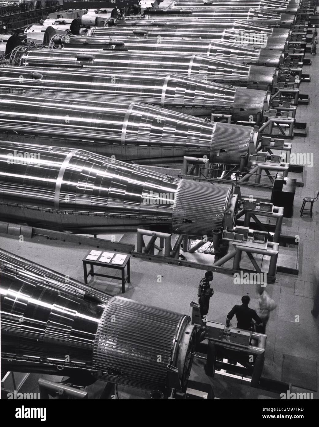 The Convair production line for Atlas ICBMs at San Diego, California ...