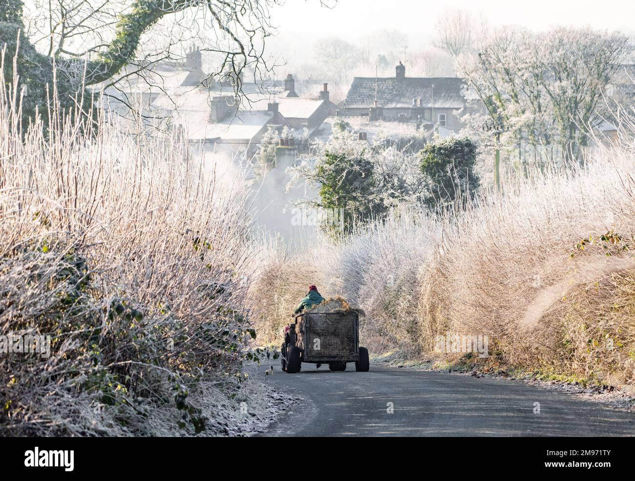 Chipping, Preston, Lancashire, UK. 17th Jan, 2023. A farmer taking feed ...