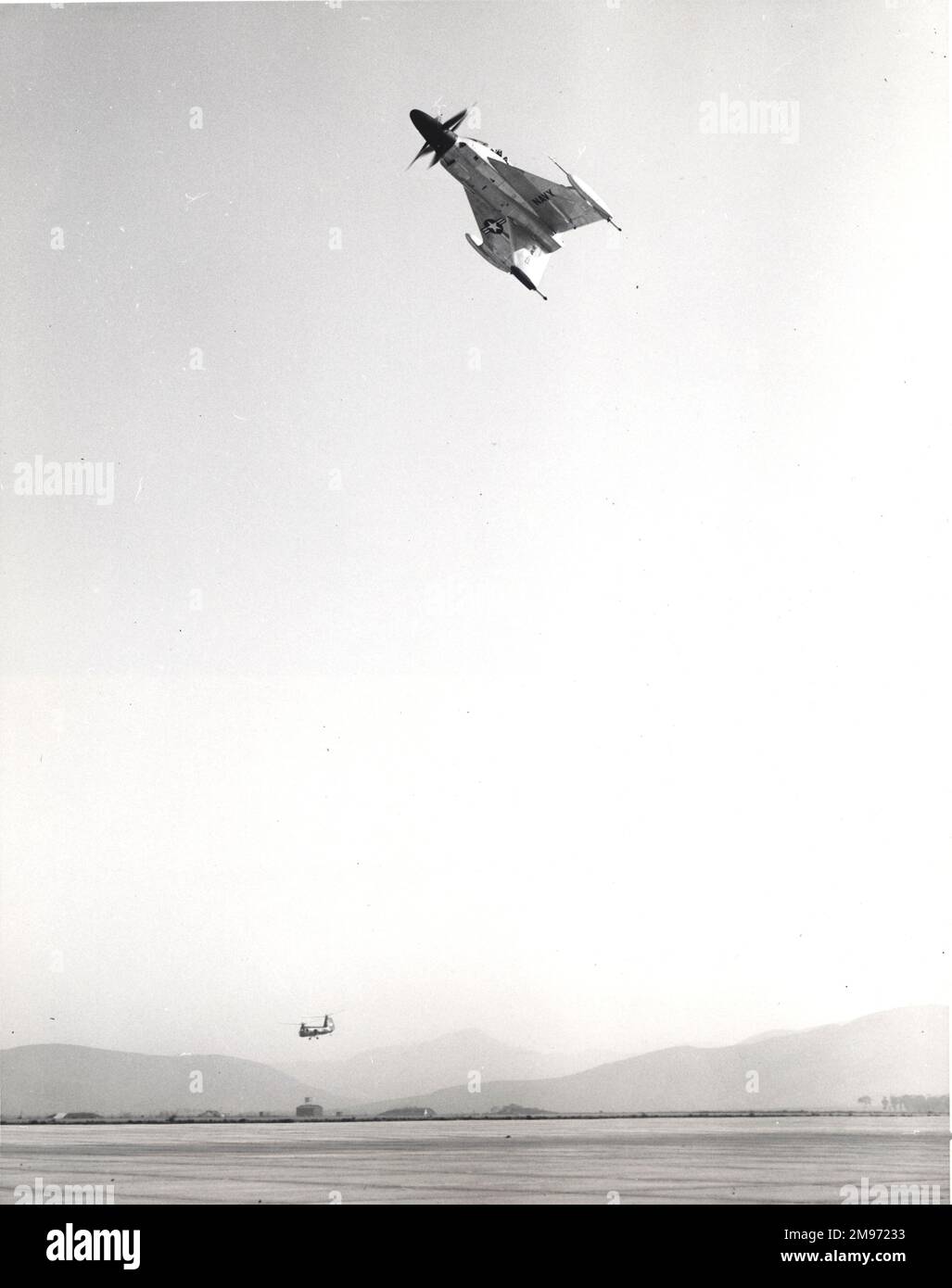 The Convair XFY-1 transitions from vertical to horizontal flight Stock ...