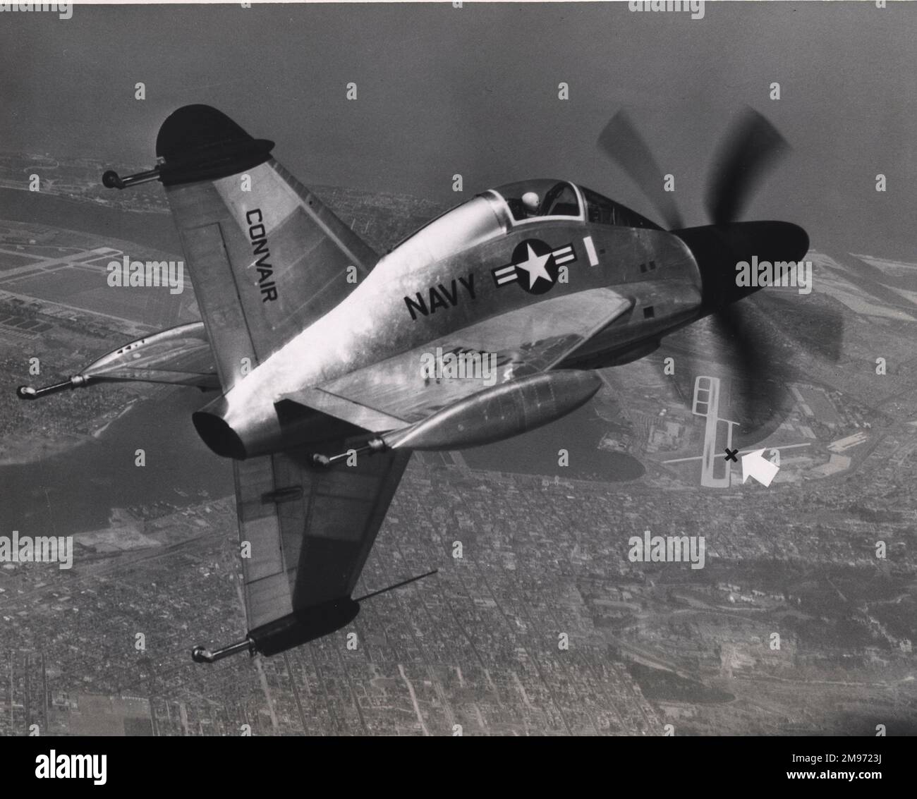 Convair XFY-1 in horizontal flight Stock Photo - Alamy