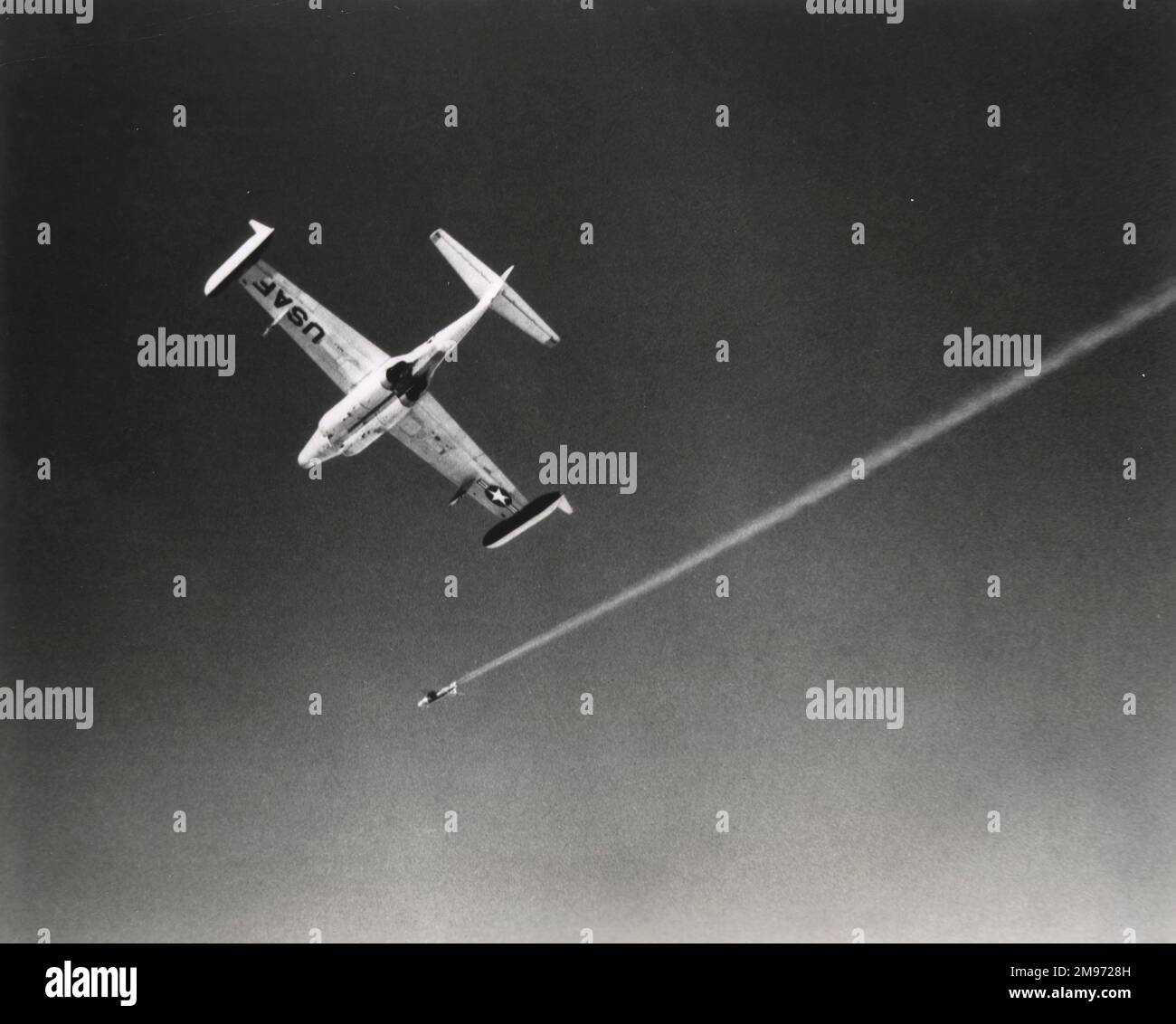 A Northrop RP-76 rocket-powered target drone after launch from a ...