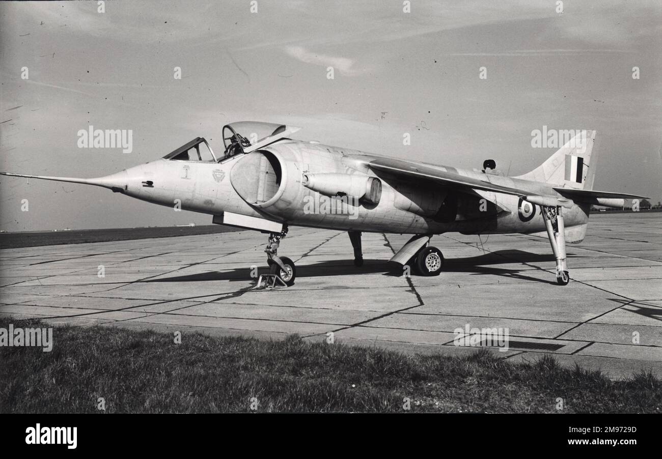 The first Hawker P1127, XP831, at RAE Bedford. It has its RAT extended ...