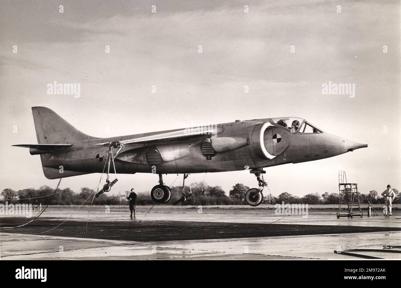 The first Hawker P1127, XP831, during tethered hovering tests Stock ...