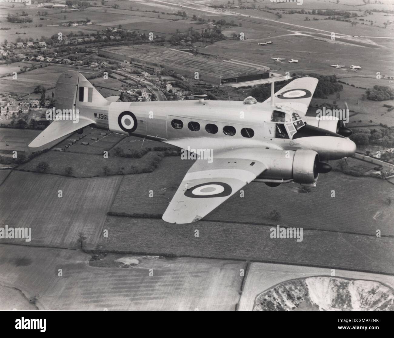 Avro Anson T21, WJ561, the last production Anson flying over Woodford ...