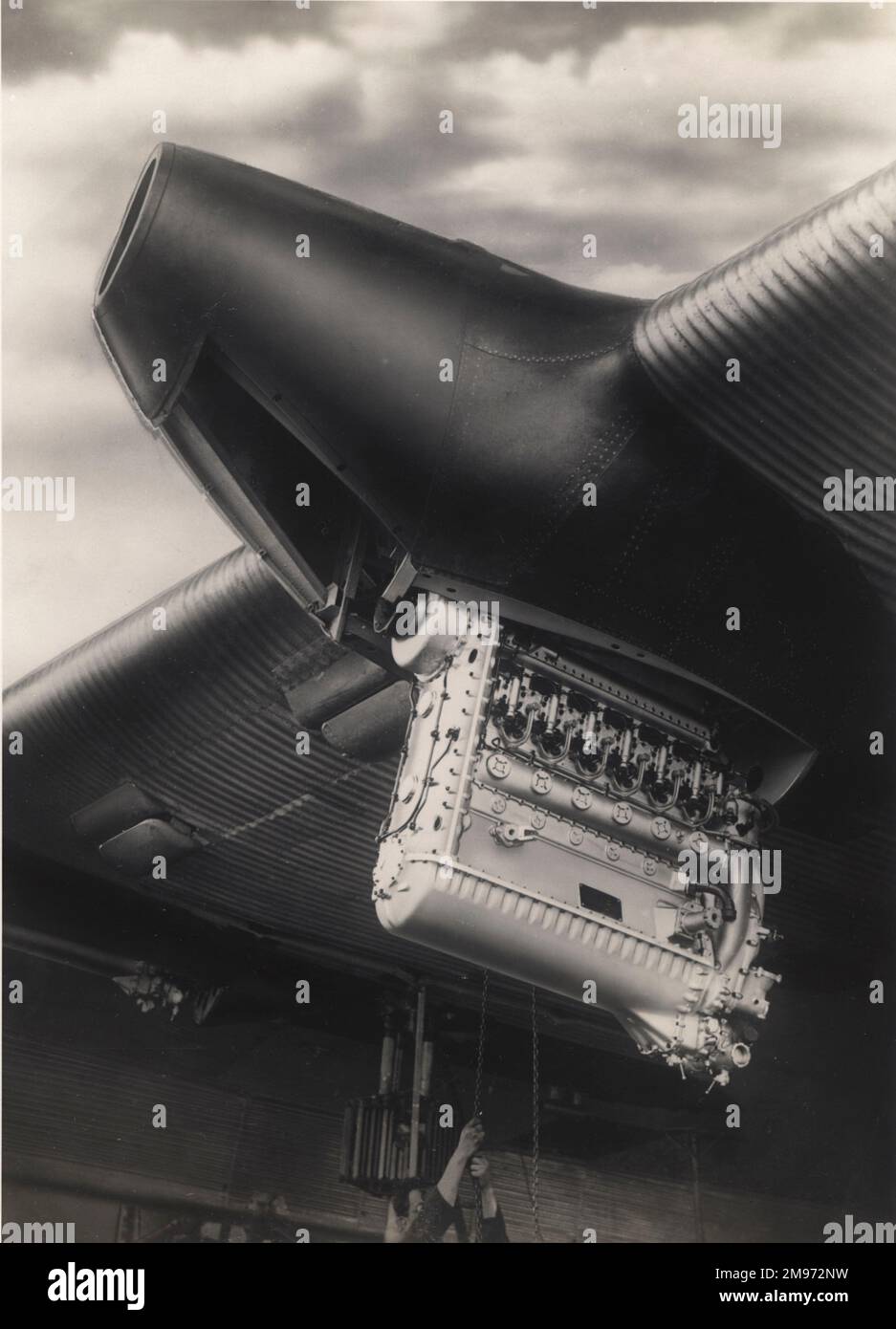 Junkers Jumo 204 diesel engine being installed in a Junkers G38 Stock ...