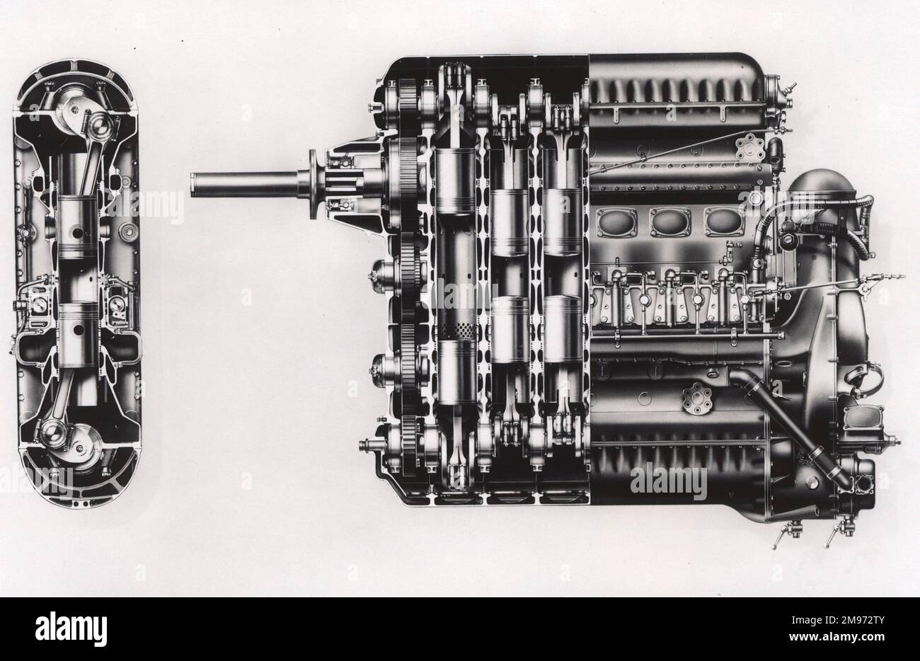 Cutaway image of a Junkers Jumo 205 heavy diesel oil engine Stock Photo ...