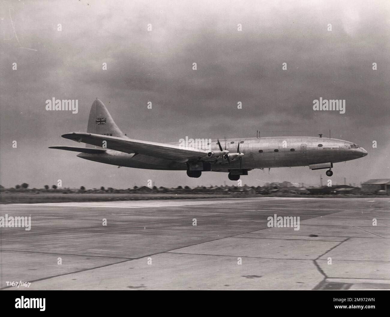 The Bristol Brabazon returns to Heathrow Airport after its first ...