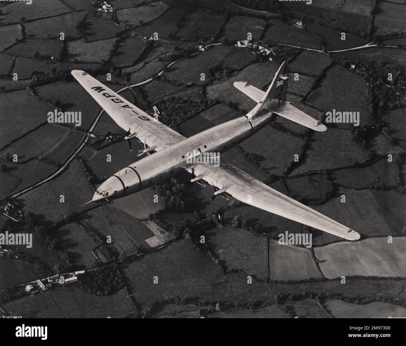 The sole Bristol Brabazon, G-AGPW, in flight during an early test ...