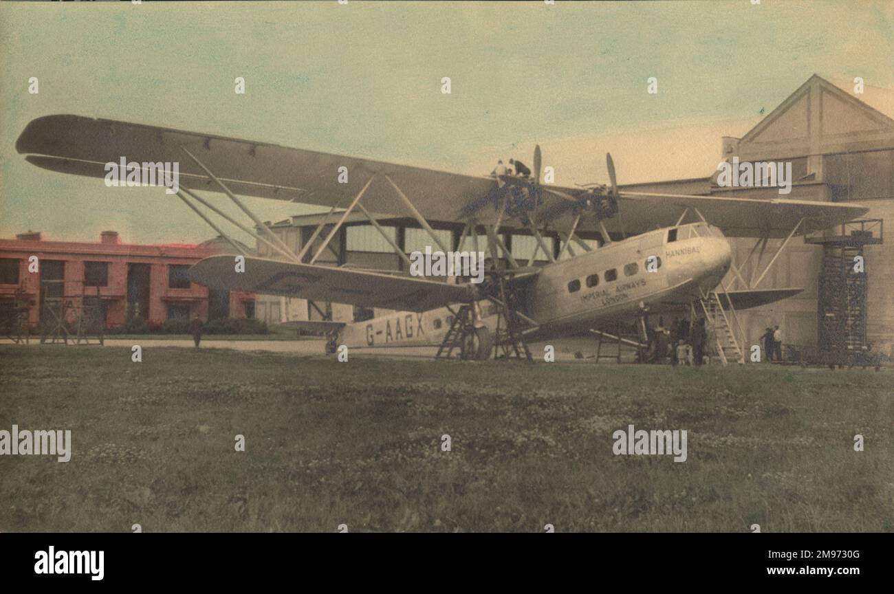 Handley Page HP42E, G-AAGX, Hannibal. Colour-tinted photo Stock Photo ...