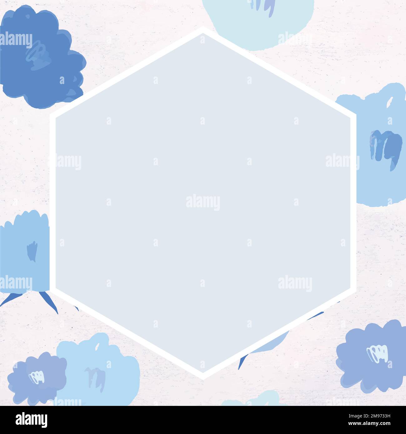 Blooming flower hexagonal frame vector botanical illustration Stock ...