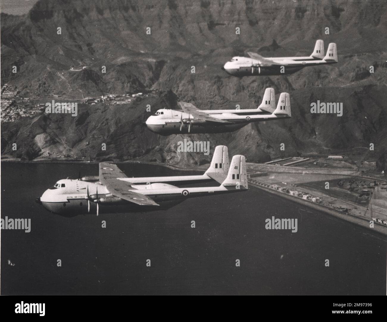 Three RAF Armstrong Whitworth AW660 Argosy CMk1s in flight, including ...