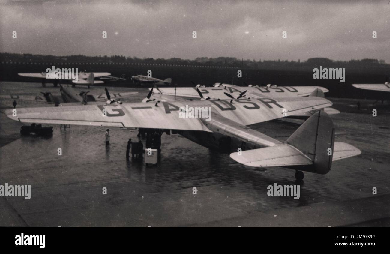 Three Armstrong Whitworth AW27 Ensigns of Imperial Airways at Croydon Airport including G-ADSR ...