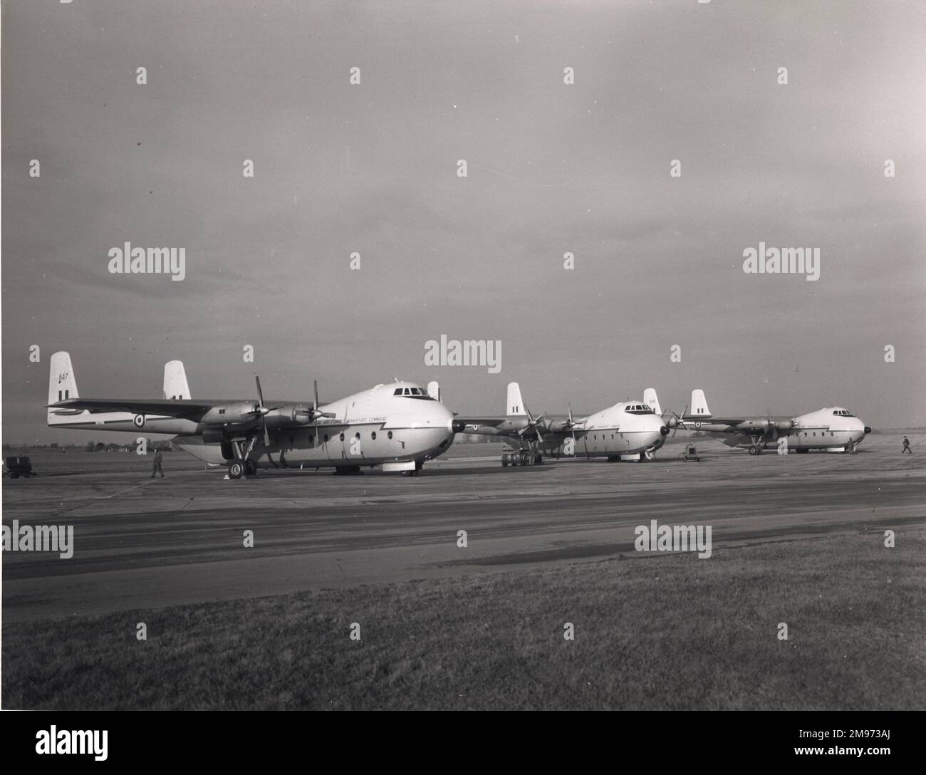 Three RAF Armstrong Whitworth AW660 Argosy CMk1s on the ramp, including ...