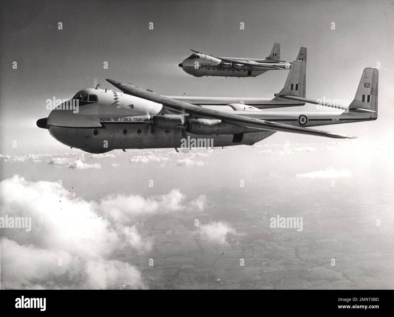 Two RAF Armstrong Whitworth AW660 Argosy CMk1s in flight, XN821 and ...