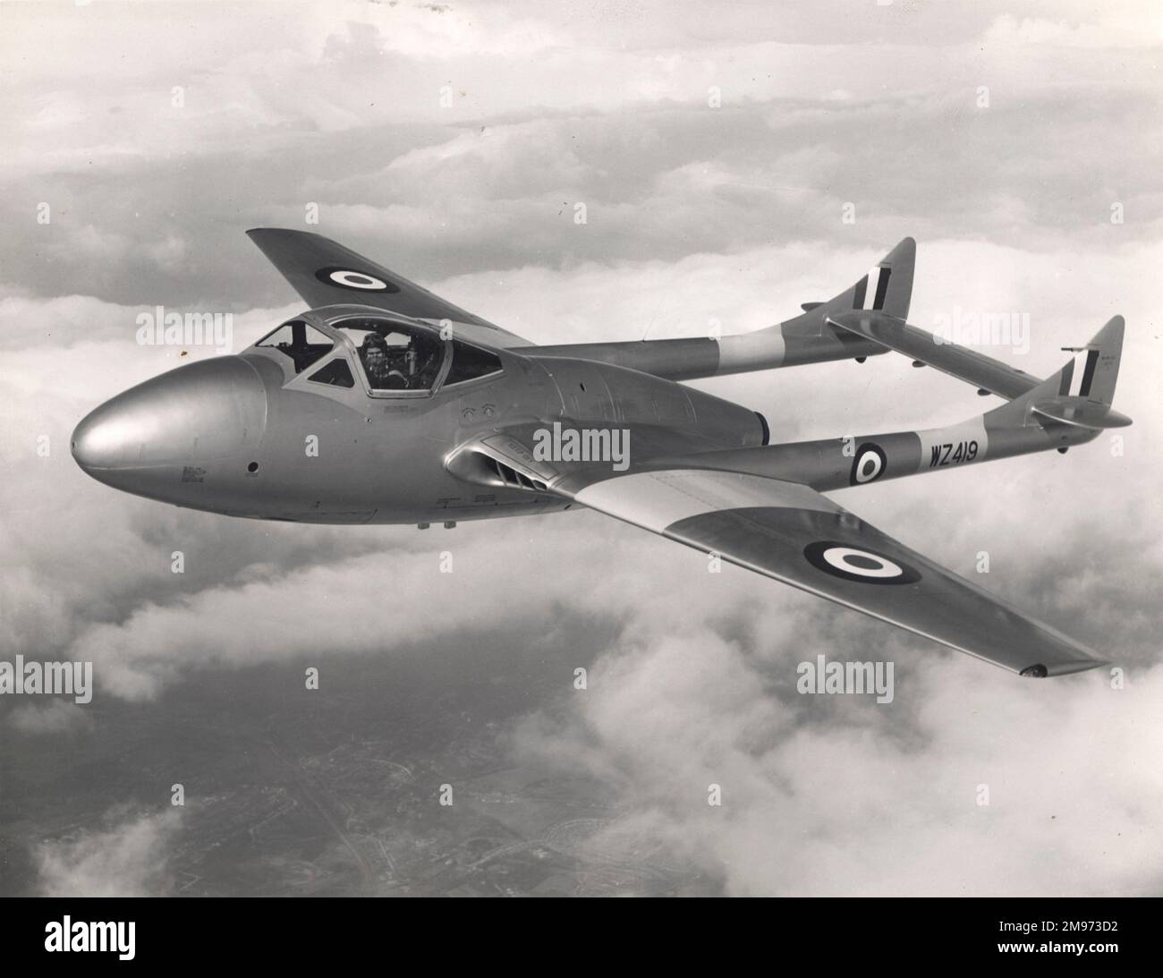 The Vampire Trainer development aircraft, WZ419, with the clear-view ...