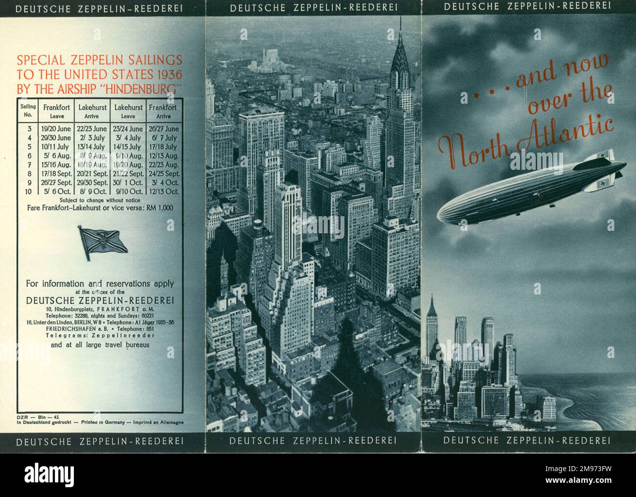 Deutsche Zeppelin leaflet for services to the United States in the ...