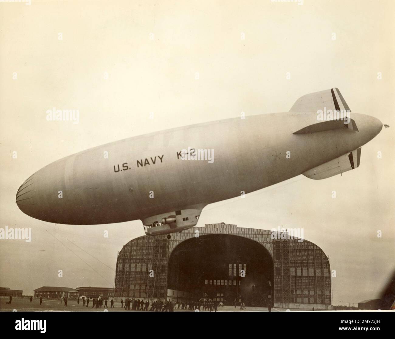 US Navy Goodyear K-2 airship lands at the USN Air Station, Lakehurst ...
