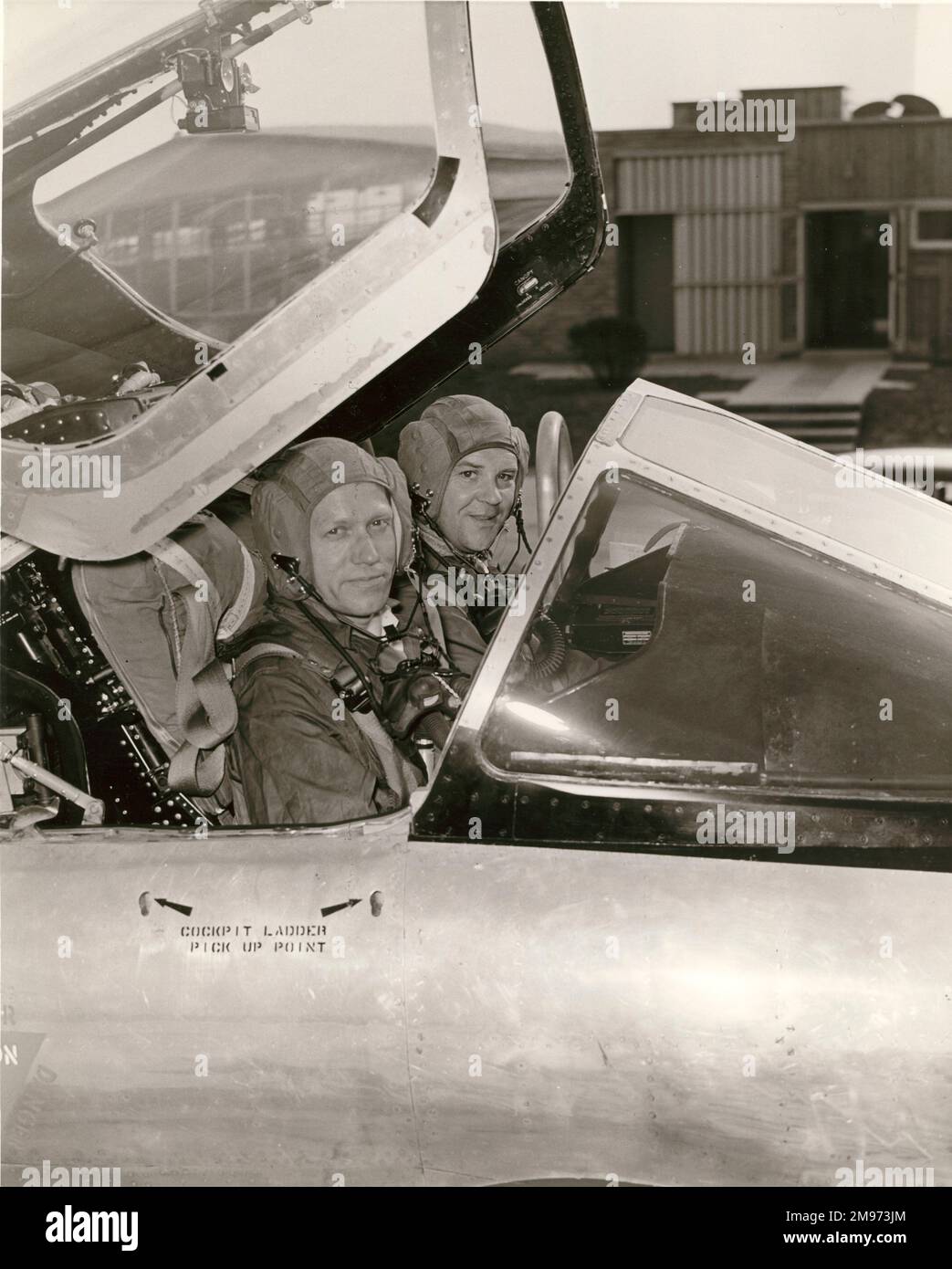 Frederick Page, left, and Roland Beamont in the cockpit of a two-seat ...