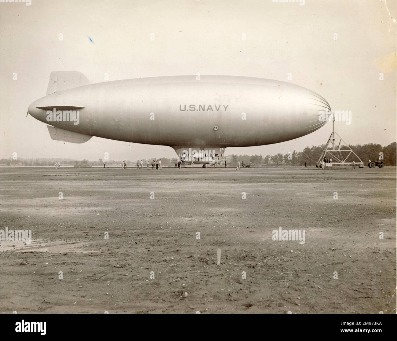 US Navy Goodyear K-Series airship at a transportation mast Stock Photo ...