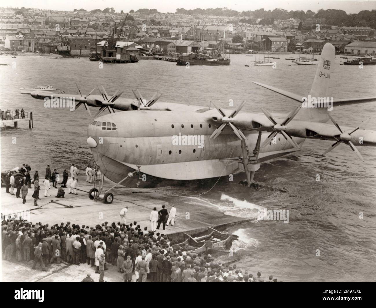 Saunders-Roe SR45 Princess, G-ALUN, during a trial launch on 19 August ...